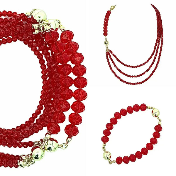 10 WAY NECKLACE™ - Translucent Red Crystal - Maria Nicola