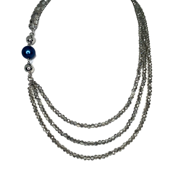 Pendant - Round Pearl Shell - Blue - Maria Nicola