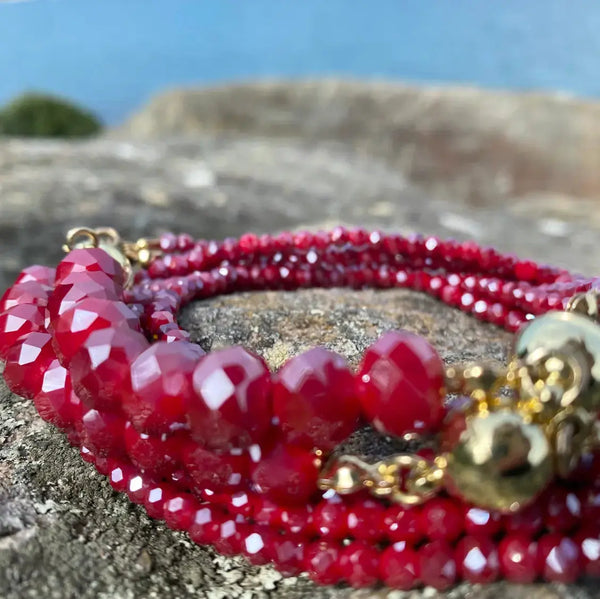 10 Way Necklace - Raspberry Crystal - Maria Nicola
